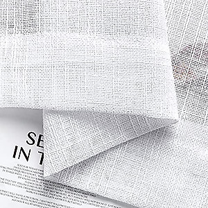 XTMYI White Kitchen Curtains 24 Inch Length Set of 2 Panels Cafe Curtain Tiers Linen Textured Semi Sheer Boho Farmhouse Short Curtains for Small Bathroom Basement Window RV Camper