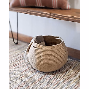Goodpick Cute Round Basket - Cotton Rope Jute Baskets in Living Room Woven Towel Basket Bedroom Storage Bakset for Children Corner Plant Basket Indoor, Jute, 10"D x 8.3"H