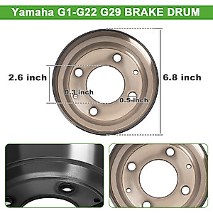 10L0L Golf Cart Brake Drum/Hub Assembly for Yamaha G1 G2 G8 G9 G11 G14 G16 G19 G22 G29 1978-Up Gas or Electric Golf Cart OEM# JU0-G6521-00-00 (2 Pack)