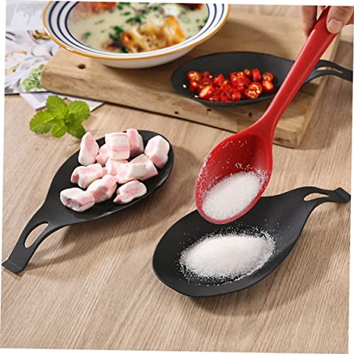DOITOOL 3pcs Silicone spoon rest cooking accessories utensil rest plate teapot spoon rest cooking spoon holder kitchen spoon rest silicone spoon holder utensils Simple tea spoon