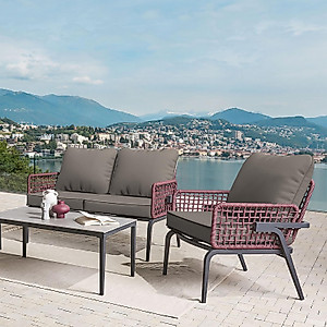 LVTXIII Outdoor Deep Seat Cushion Patio Seat and Back Cushion Set Seasonal Chair Cushion for Dining Arm Chairs, Wicker Chairs and Garden Furniture Decoration, 24"x24"x4", Dark Grey