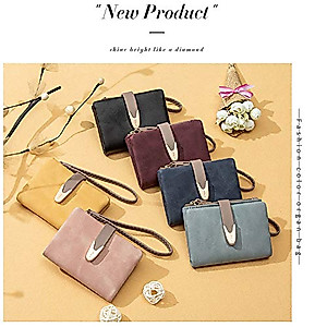 Pofee Womens Wallet Rfid Small Bifold Wallet,Ladies Zipper Card Cluth Coin Purse Wristlet (Purple)