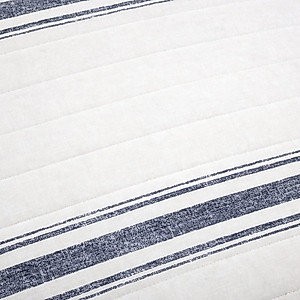 Lush Decor Farmhouse Stripe Reversible Quilt Set, 2 Piece Set, Twin XL, Navy - Twin Bedding Set - Dorm Decor - Striped Quilt For Kids Or Teens - Modern Farmhouse Bedroom Decor