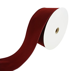 Homeford Christmas Velvet Wired Edge Ribbon, Burgundy, 4-Inch, 50-Yard