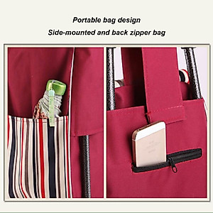 Portable Shopping Bag Foldable Heavy Duty Replacement Bag Shopping Spare Bag Reusable Waterproof for Shopping Cart Fold up Hand Truck red