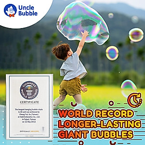 Uncle Bubble Giant Bubble Wands | 3-Piece Set Pack - includes Wand, Big Bubble Sword and 8oz Ultra Bubble Solution | Outdoor Toy for Kids, Boys, and Girls (Giant Bubble Wands, UB112, 1, UB112)