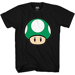 Nintendo Super Mario One Up Mushroom Get a Life Adult T-Shirt(MD, Black)