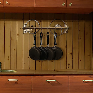 Dseap Pot Rack - Pots and Pans Hanging Rack Rail with 8 Hooks, Double Bars, Pot Hangers for Kitchen, Wall Mounted, Bronze