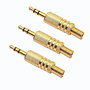rgzhihuifz 3.5mm/1/8 Stereo Male Plug Audio Cable Connector w/Spring Coax Cable Audio Solder Adapter 3-Pack