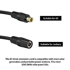 ELFCULB 14AWG DC 8mm Extension Cable DC 8mm Male to Female Adapter Connector Solar Panel Cable Compatible with Jackery GZ for Portable Power Station Solar Generator and Solar Panel(20FT)