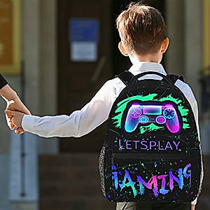 SENROLAN Abstract Gamepad Backpack Games Gaming Travel Laptop Backpack Water Resistant Bags Bookbag Travel Hiking Camping Daypack for Adults Teens Boys Girls