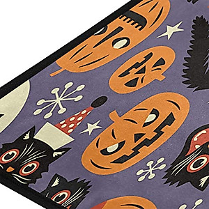 Spooky Cats and Halloween Pumpkins Indoor Area Rug Bathroom Kitchen Non-Slip Mat 39X20 inch