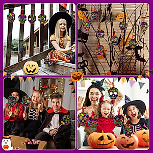 WhatSign Halloween Scratch Art Crafts for Kids 24Pcs Magic Rainbow Scratch Paper Halloween Party Games for Kids Adults Halloween Ornaments DIY Craft Decorations Halloween Party Favors Supplies