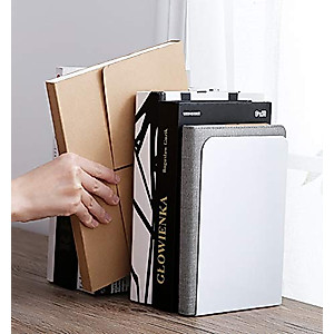 2 Pcs White Metal Bookends 8.0 x 3.9 x 5.3 Inch, CBTONE Heavy Duty Premium Book Ends for Shelves, Nonskid Book Holders for Books Notebooks Files Magazines DVDs - Great for Office, Home, School, Dorm