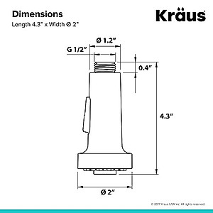 Kraus KFS-1SS Dual Function Kitchen Faucet Sprayer, Stainless Steel 4.4" x 2"