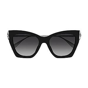 Alexander McQueen Square Cat Eye Sunglasses AM0375S 001 Black/Silver 53mm