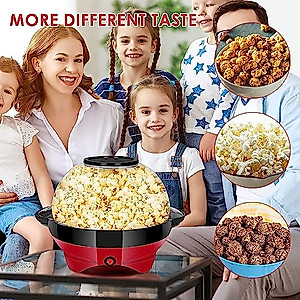 TLGREEN 6 Quart Popcorn Machine, Stir Crazy Popcorn Popper Machine, Electric Hot Oil Popcorn Maker Machine, with Nonstick Plate & Stirring Rod, Large Lid for Serving Bowl and Two Measuring Cups