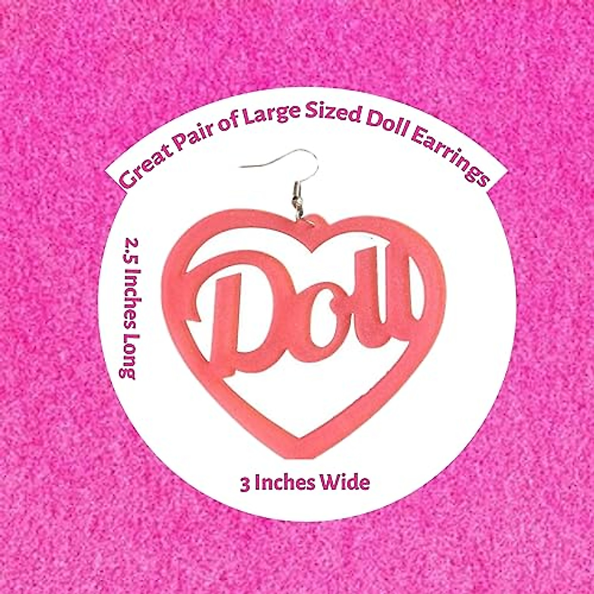 DOLL Earrings. Large Pair of Super Cute Doll Earrings for Cosplay, 1980’s and 90’s Cosplay, and More. Great Pair of Doll Earrings for Dress Up, Halloween Costumes, and More. Large Heart Shaped Pink Doll Earrings for Women, Girls, Teens and More.