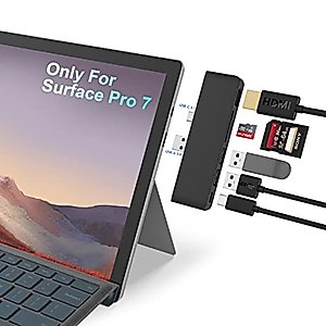 Microsoft Docking Station,6-in-2 USB C Surface Pro 7 Hub with 4K HDMI Adapter+ USB C Port（Audio & Data）+2 USB 3.0 Port +SD/TF Card Reader,Converter Combo Adaptor for Surface Pro 7