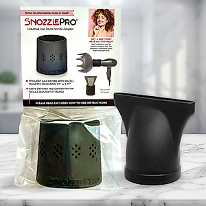 SnozzlePro Universal Hair Dryer Attachment Concentrator Nozzle Replacement and Silicone Nozzle Adapter - Fits Most Blow Dryer Nozzle Diameters from 1.5” to 2.25” (Bundle, 2 Items)
