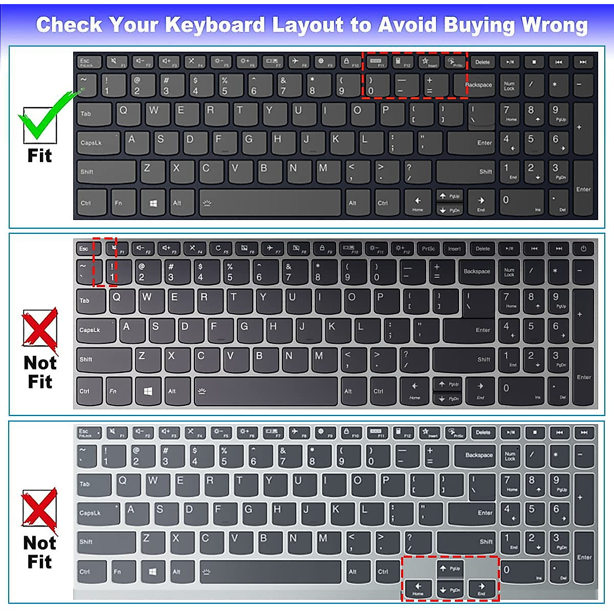 Keyboard Cover for Lenovo Ideapad Flex 5 5i 15.6" 16", IdeaPad Slim 5 5i/Slim 3 3i 15.6" 16", Ideapad Flex 5 5i 15.6" 16", Lenovo Yoga 7 7i 15.6 16, Yoga Slim 7 15.6, Ideapad 3/Ideapad 5 15.6 17.3