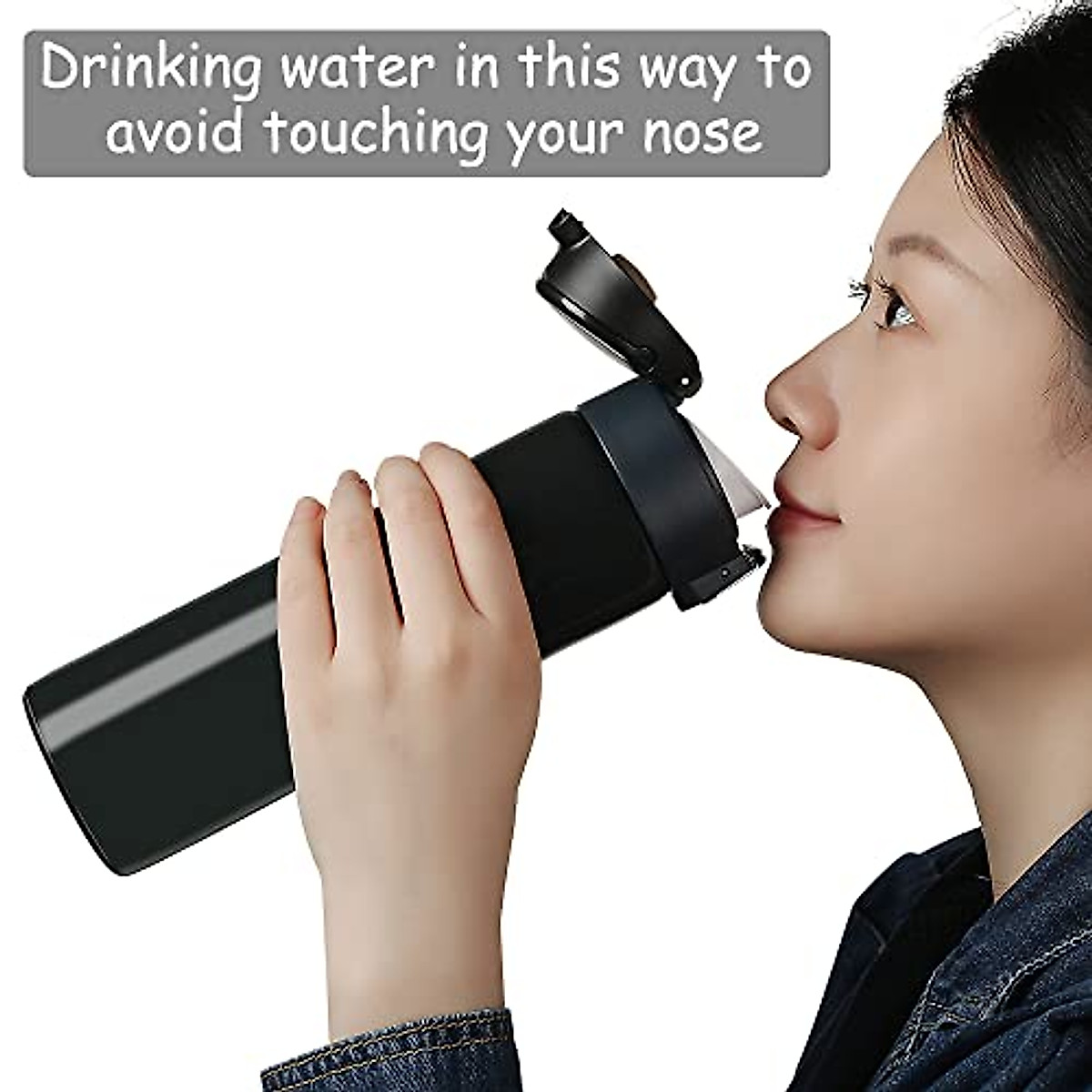 Funkrin Insulated Coffee Travel Mug with Ceramic Coating, 16oz Personalized Tumbler with Flip Lid, Vacuum Stainless Steel Leak-Proof Thermos Flask Cup for Gifts Office School Outdoors