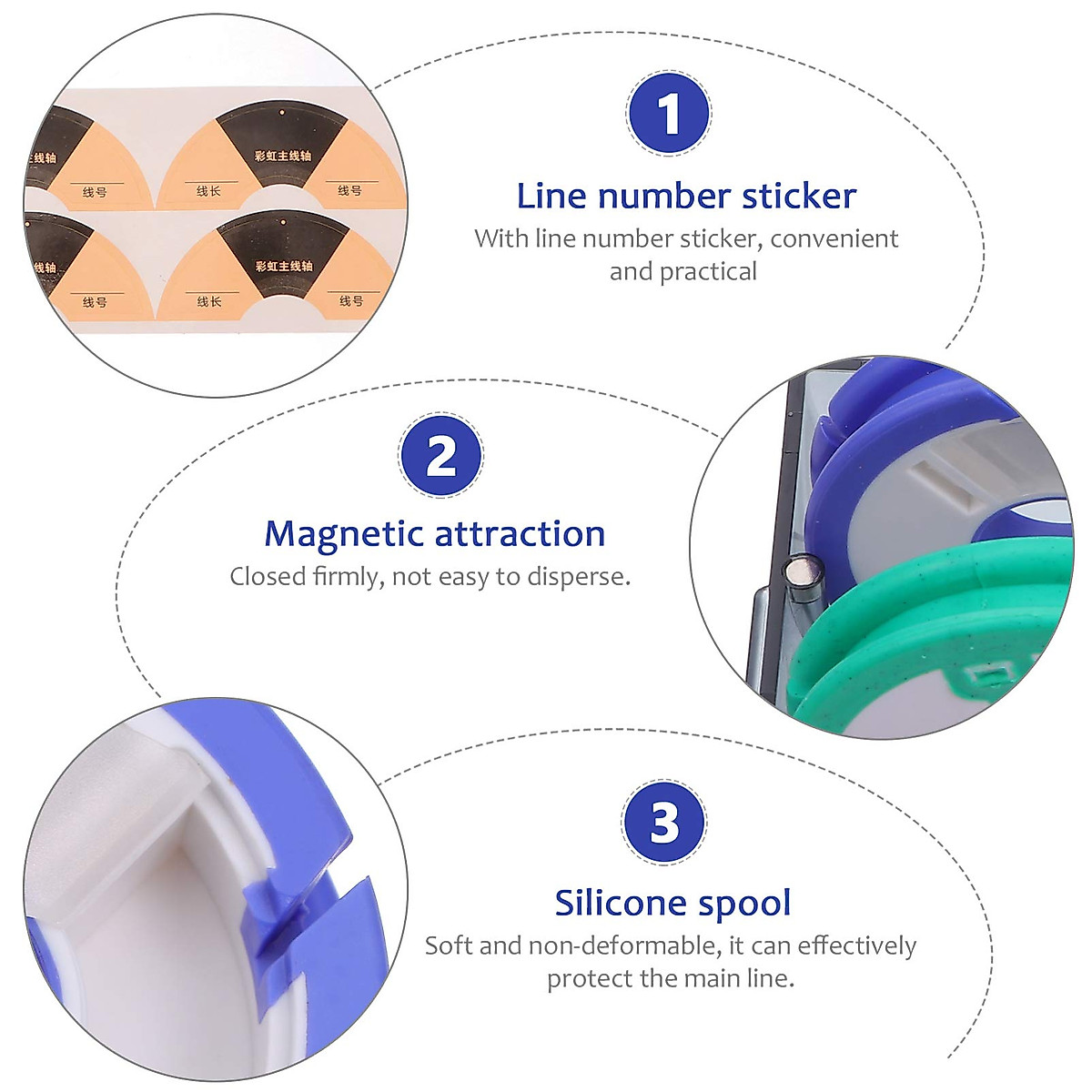 BESPORTBLE Silicone Fishing Line Storage Holders Fishing Snell Rigs Gear Spool Line Keeper Bobbins Tackle Box Wire Leader Colorful