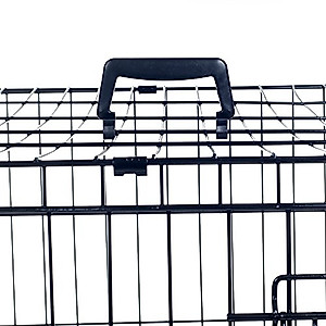 36-inch Dog Crate - Double Door Pet Kennel with Divider Panel - Foldable Dog Cage with Carry Handle for Portability and Storage by PETMAKER (Black)