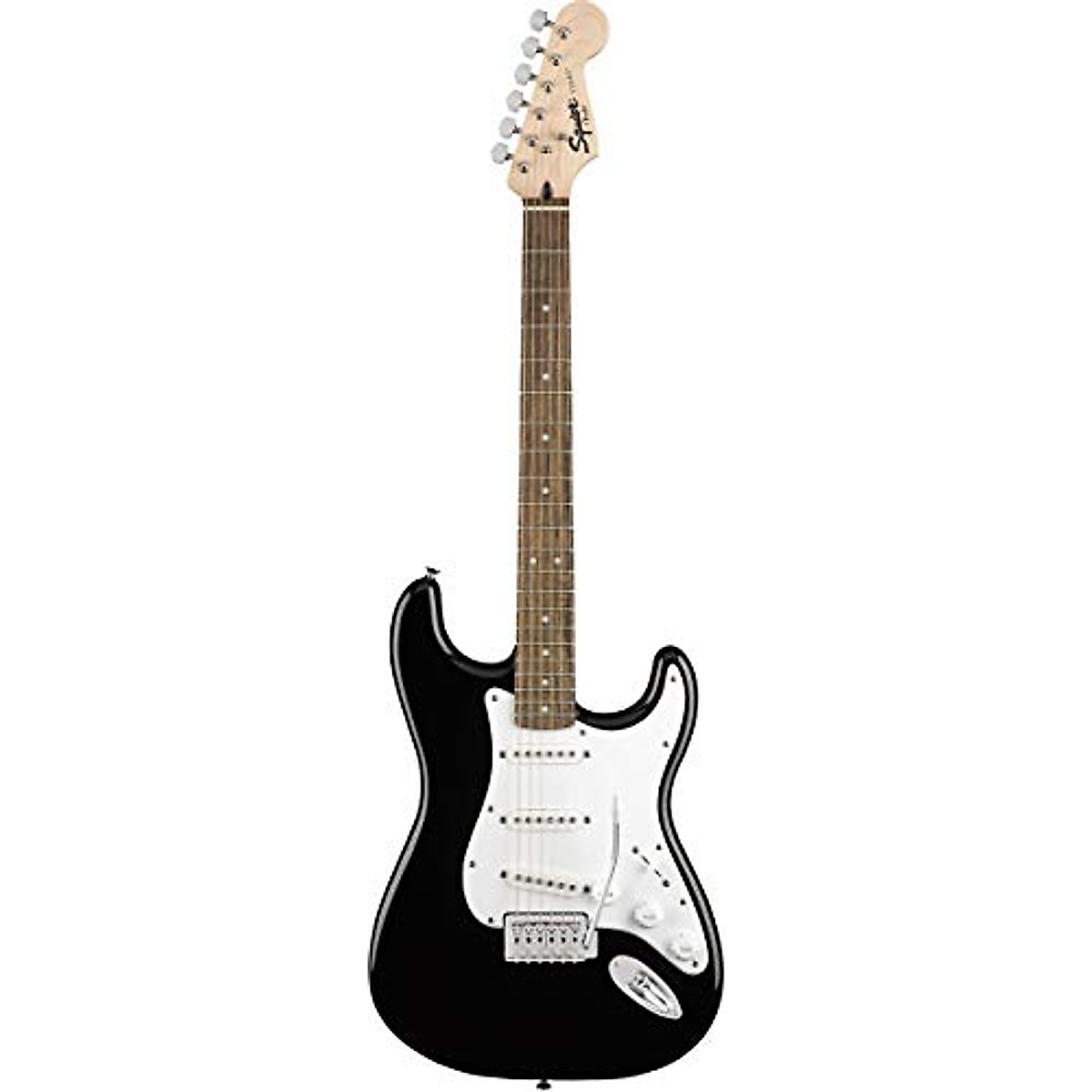 Fender Squier Stratocaster - Black Bundle with Frontman 10G Amplifier, Gig Bag, Instrument Cable, Strap, Picks, Fender Play Online Lessons, Instructional Book, and Instructional DVD