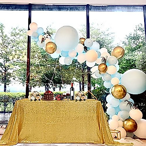 CEMIALLY Gold Sequin Tablecloth for Parties Decoration,50"x50" Rectangle Cover Overlay Sparkle Glitter Shimmer Small Table Cloth for Wedding Birthday Baby Shower Bridal Banquet Dessert Reception Table
