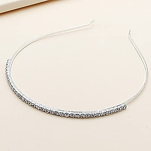 2 Pack Silver Rhinestone Headband for Girls, Metal Hair Styling Accessories, Washing Clip Head Bands, Spa Yoga Workout Running Headbands Children, Back to School Gifts Wedding Gift