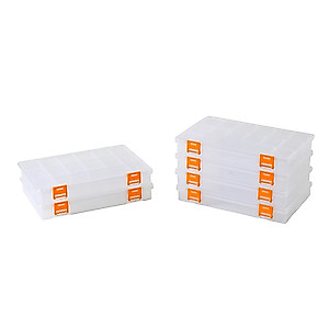 BangQiao 6 Pack Fixed 15 Grids Clear Plastic Storage Box, Transparent Organizer Container Case for Small Parts, Bead, Button, Jewelry, Diamond, Craft Supplies, Sewing Kit, DIY Accessories