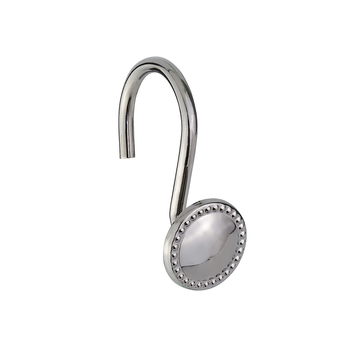 Splash Home Decorative Shower Curtain Hooks, Rust-Resistant Metal Curtain Rings, for Bathroom Rod and Curtain Hangers, Button Design Rings, Set of 12 - Nickel, 7 x 2 x 2 inch