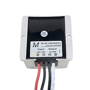 uxcell DC12V/24V to DC 5V 30A 150W Waterproof Power Supply Module Voltage Converter Regulator Transformer