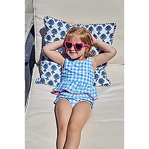 Mud Pie Blue Indigo Pillow, 20" x 20", Flower