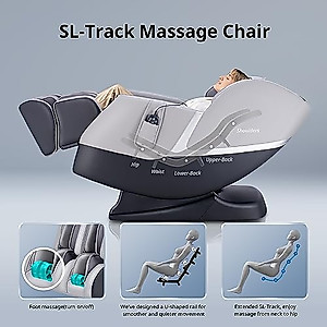 MYNTA 2024 Upgraded 3D Massage Chair, Full Body Massage Chair Recliner with Zero Gravity, Body Scan, Thai Stretch, Heat, Airbags, Bluetooth Speaker, Fully Assembled, MC2100 (Grey)