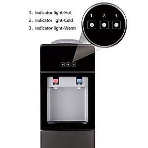 Water Cooler Dispenser Top Loading, Water Dispenser for 5 Gallon Bottle Hot & Cold Water Cooler Dispenser, Compressor Cooling, Water Cooler for Indoor Home Office Use with Storage Cabinet, Gray