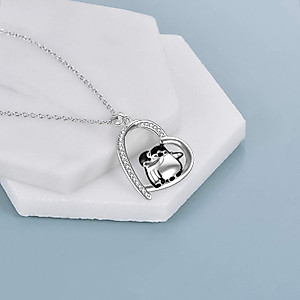 Penguin Necklace Penguin Gifts 925 Sterling Silver Hugging Penguins Cute Animal Christmas Jewelry for Women Sister Mom Mother
