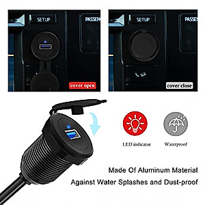 GOBGOD Single Port USB 3.0 Car Mount Flush Cable, USB3.0 Male to Female Extension for Car Truck Boat Motorcycle Dashboard Panel 3ft