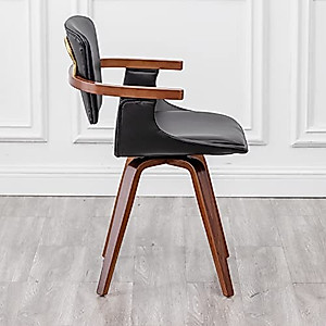 LUNLING Mid Century Modern Dining Chairs, Upholstered Black Leather Kitchen & Dining Room Chairs
