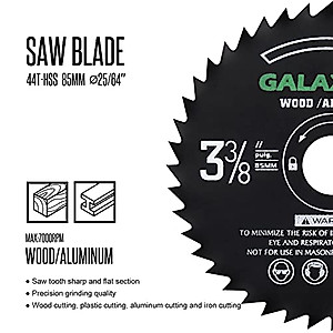 GALAX PRO 3-3/8 Inch (85 mm) Circular Saw Blade Set with 3/8 Inch (10mm) Arbor, Pack of 4-Pieces TCT/HSS/Diamond Saw Blades Assorted for Wood/Plastic/Metal/Tile Cutting