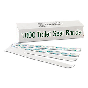 BGC300591 Sani/Shield Printed Toilet Seat Band, Paper, Blue/White, 16quot; Wide x 1-1/2quot; Deep