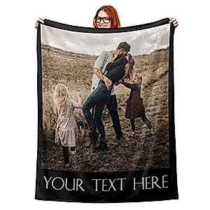 Custom Blanket With Photo Text Personalized Throw Blanket Customized Picture Blanket For Baby Mother Father Adult Friends Lovers Dog Pets Personalized Gift Flannel Blanket Birthday Halloween Christmas