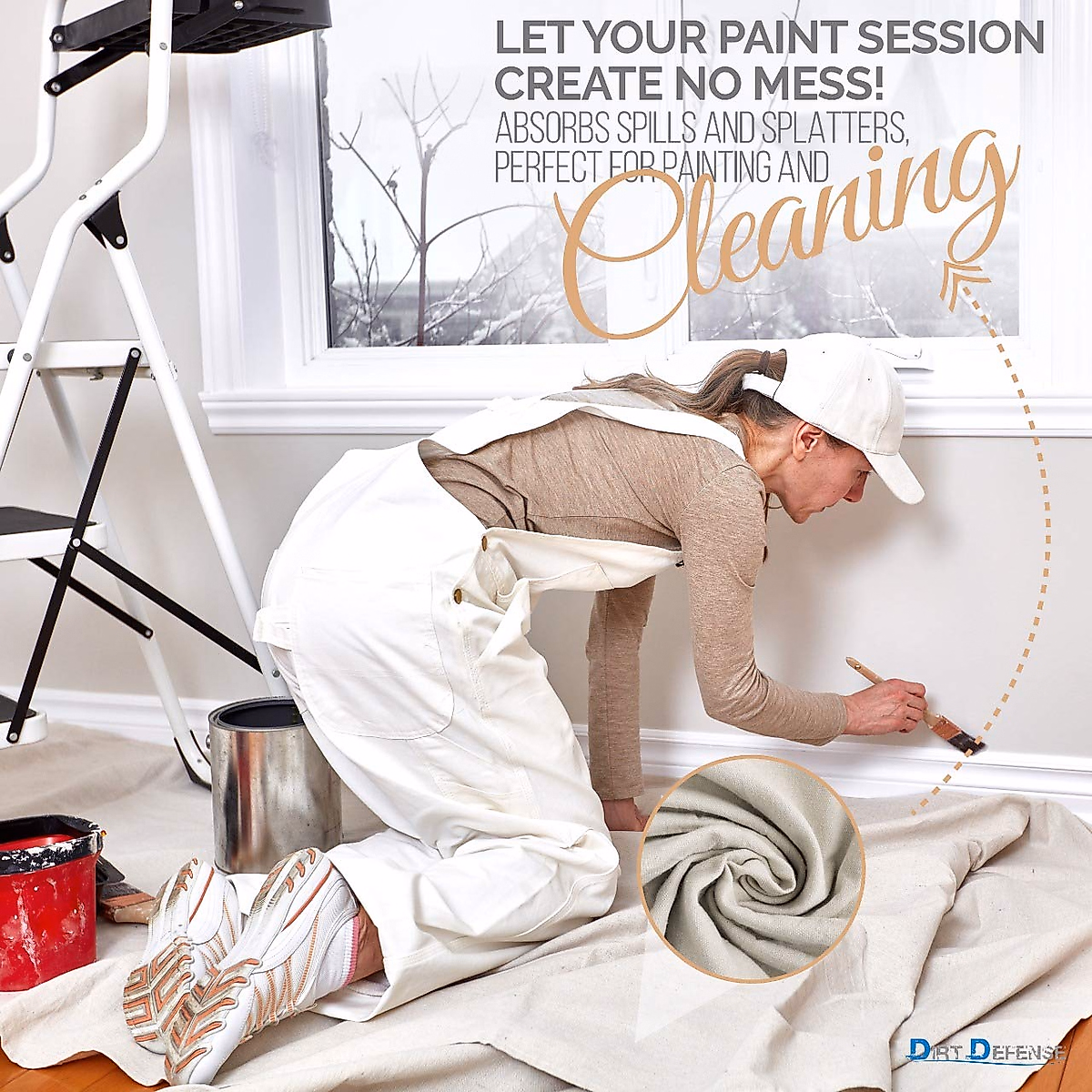 Pack of 2: All Purpose Canvas Drop Cloth Cotton Tarp 9x12 Large Canvas Tarp for Art Supplies, Drop Cloth for Painting Supplies/Paint Canvas Fabric or Couch Cover and Furniture Cover from Paint