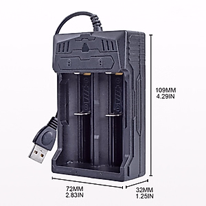 ANXPTIME Universal 2 Slots Battery Charger USB 3.7V Smart Charging for Rechargeable Li-ion Batteries 18650 26650 14500 16340 2 Channels Smart Battery Charger with Safe Protections