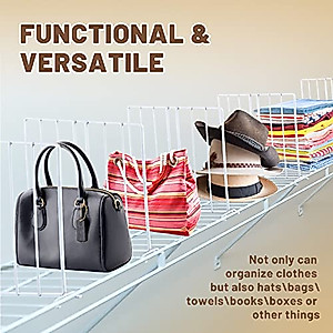 Set of 12 Wire Shelf Divider for Closet Organization Clothes Wardrobe Separators Closet Shelf Organizer Closet Shelf Divider Shelving Storage Rack Separator for Cabinets Kitchen Office, White