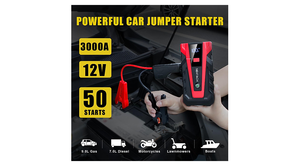Scatach 011 3000A Car Jump Starter - Powerful & Safe 12V Battery Pack
