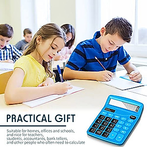 Konohan 8 Pieces 12-Digit Calculator, Solar Basic Desktop Calculator Large Display Electronic Calculators Dual Power Handheld Calculator for Home Office School (Dark Blue)