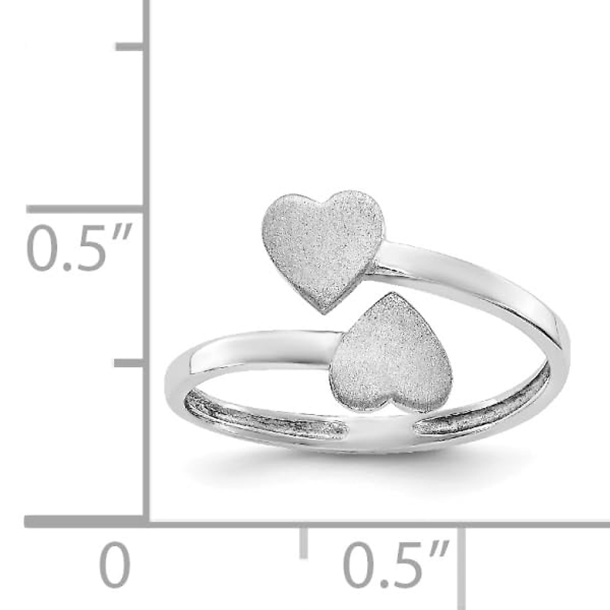 IceCarats 14K White Gold Double Heart Love Ring