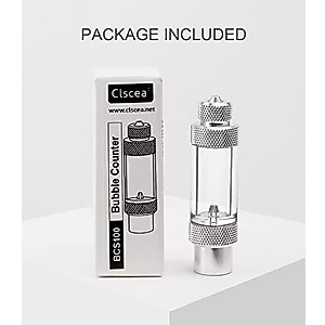 Clscea CO2 Bubble Counter with Check Valve for CO2 Generator Regulator Planted Aquarium Aluminum Alloy Silver